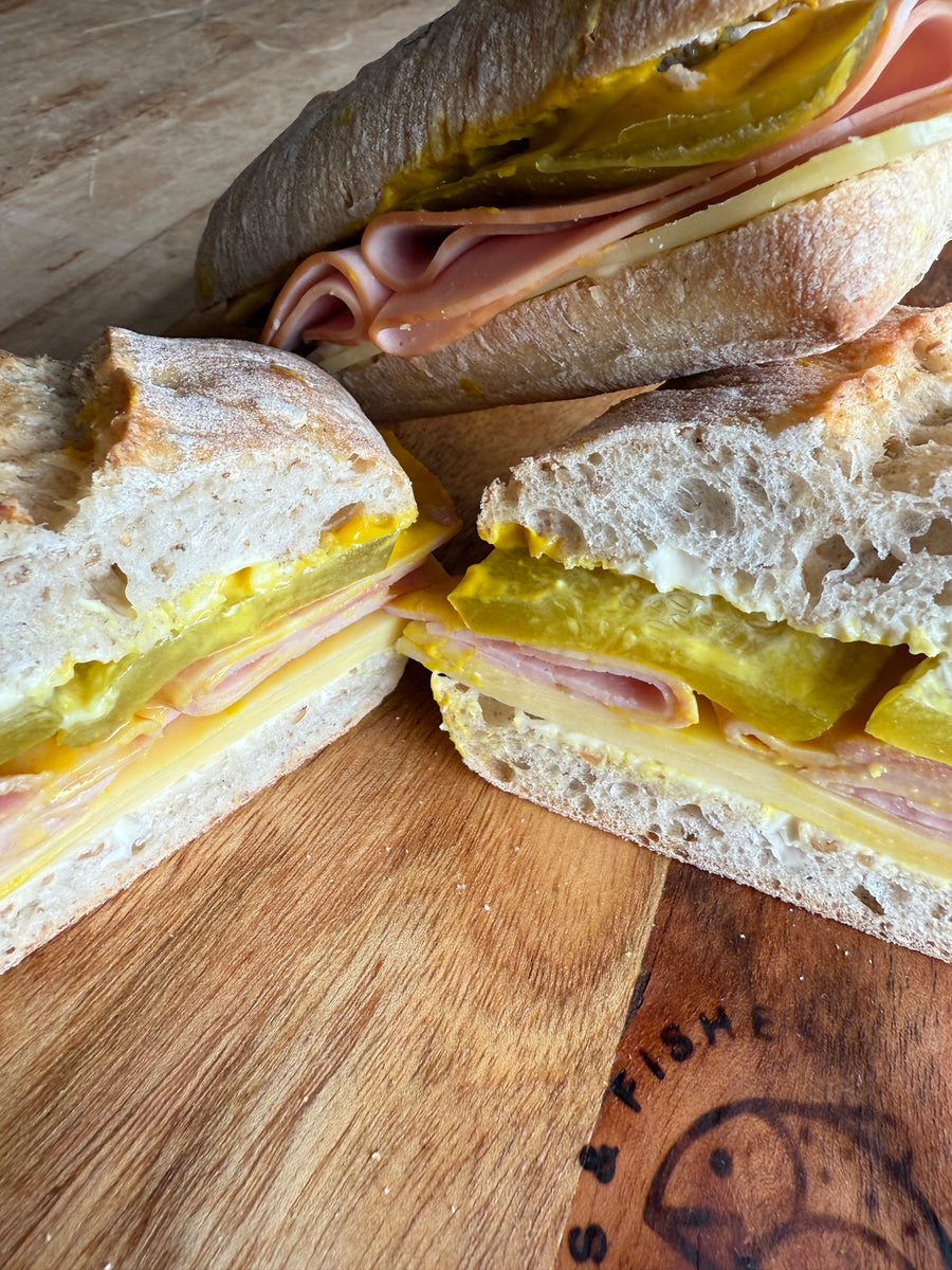 L&F Cubano - Ham, Pickle, Mustard & Cheese – Loaves & Fishes NZ